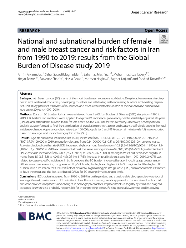 (PDF) National and subnational burden of female and male breast cancer ...