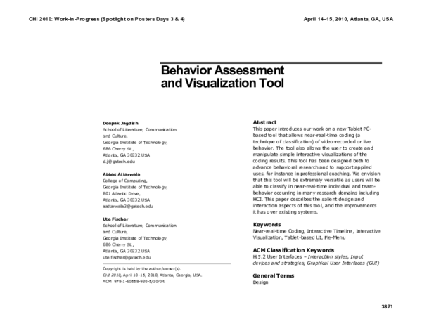 (PDF) Behavior assessment and visualization tool