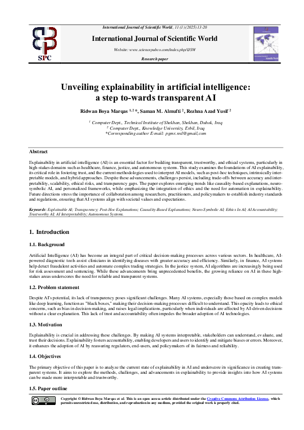 (PDF) Unveiling explainability in artificial intelligence: a step to-‎wards transparent AI