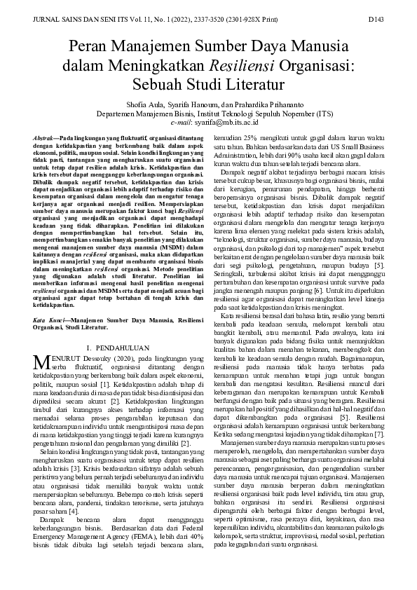 (PDF) Peran Manajemen Sumber Daya Manusia dalam Meningkatkan Resiliensi ...