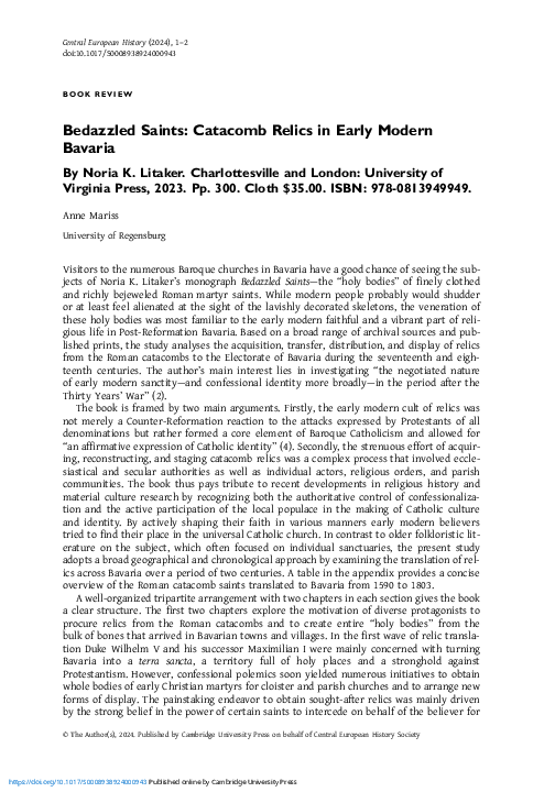 (PDF) Bedazzled Saints: Catacomb Relics in Early Modern Bavaria
