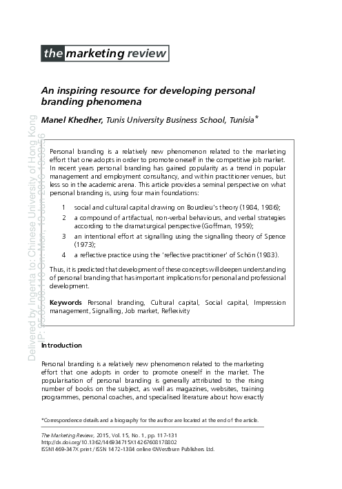 (PDF) An inspiring resource for developing personal branding phenomena