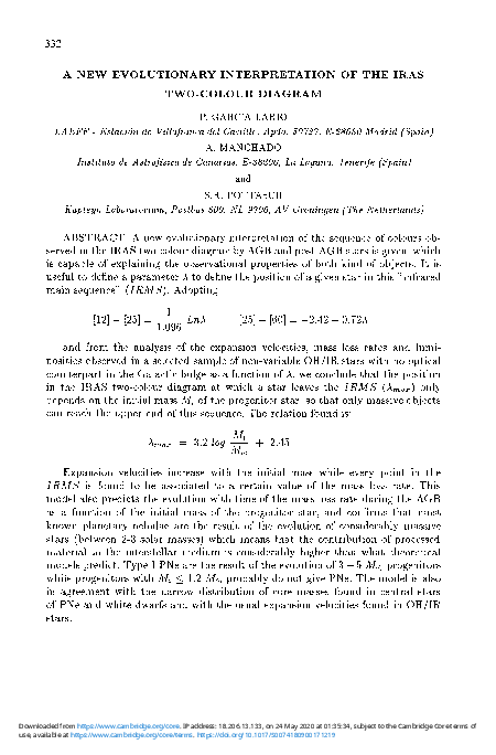 (PDF) A New Evolutionary Interpretation of the Iras Two-Colour Diagram