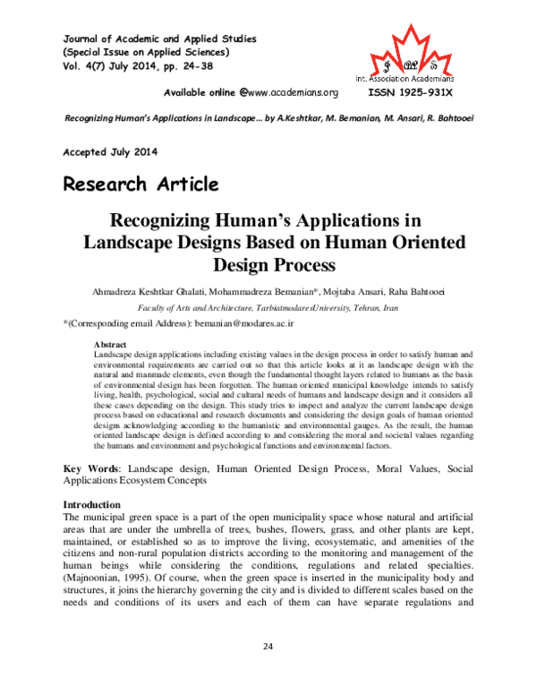 (PDF) Recognizing Human’s Applications in Landscape Designs Based on ...