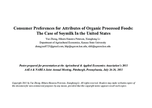 (PDF) Consumer Preferences for Attributes of Organic Processed Foods ...