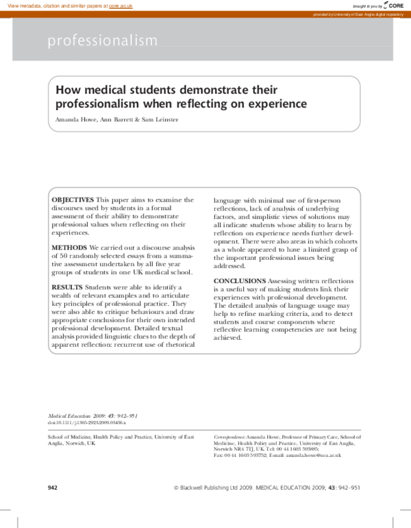 (PDF) How medical students demonstrate their professionalism when ...