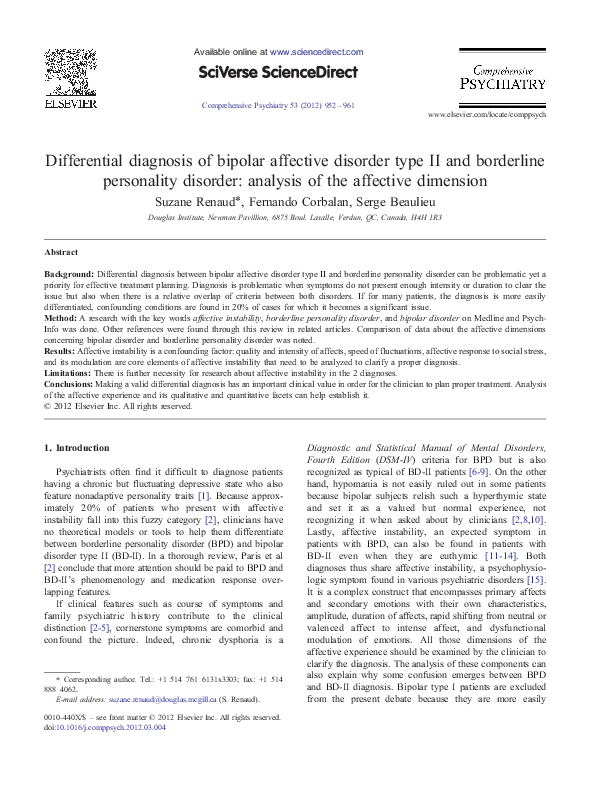 (PDF) Differential diagnosis of bipolar affective disorder type II and ...