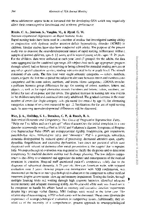 (PDF) Neurodevelopmental differences on rapid naming tasks