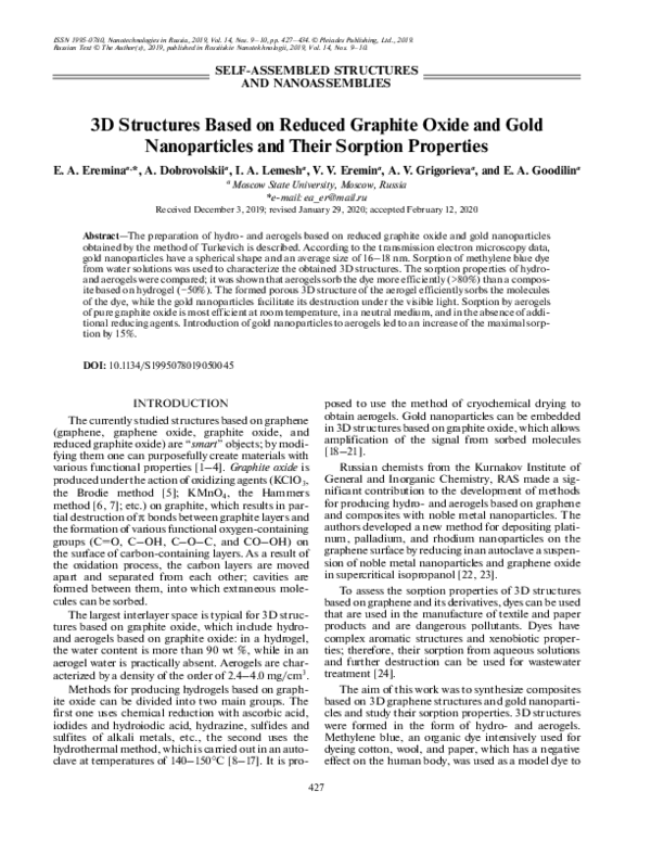 (PDF) 3D Structures Based on Reduced Graphite Oxide and Gold ...