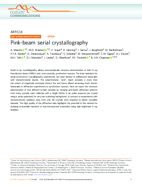 (PDF) Pink-beam serial crystallography