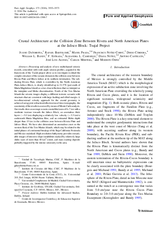 (PDF) Crustal Architecture at the Collision Zone Between Rivera and ...