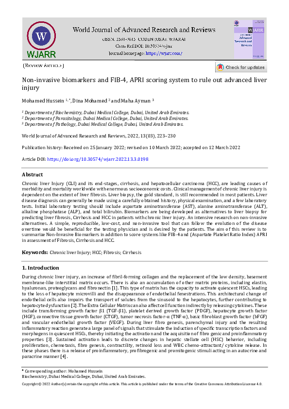 (PDF) Non-invasive biomarkers and FIB-4, APRI scoring system to rule ...