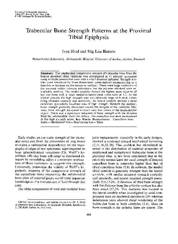 (PDF) Trabecular bone strength patterns at the proximal tibial epiphysis