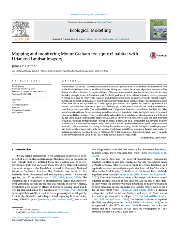 (PDF) Mapping and monitoring Mount Graham red squirrel habitat with ...