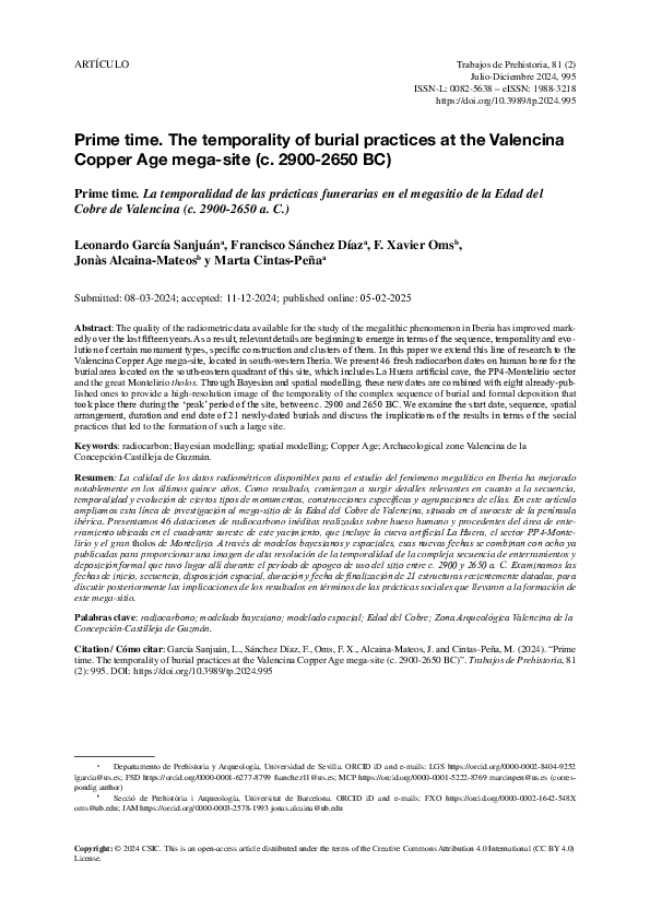 (PDF) "Prime time. The temporality of burial practices at the Valencina ...