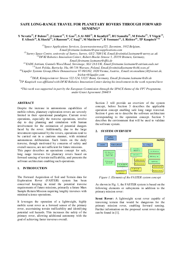 (PDF) Safe Long-Range Travel for Planetary Rovers through Forward Sensing