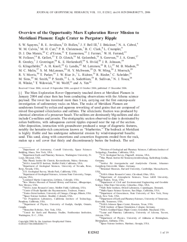 (PDF) Overview of the Opportunity Mars Exploration Rover Mission to ...