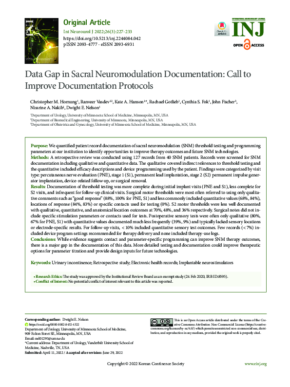 (PDF) Data Gap in Sacral Neuromodulation Documentation: Call to Improve Documentation Protocols