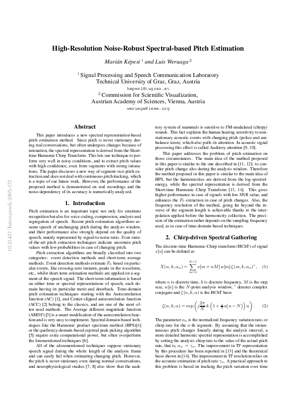 (PDF) High-resolution noise-robust spectral-based pitch estimation
