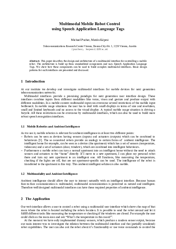 (PDF) Multimodal Mobile Robot Control Using Speech Application Language Tags