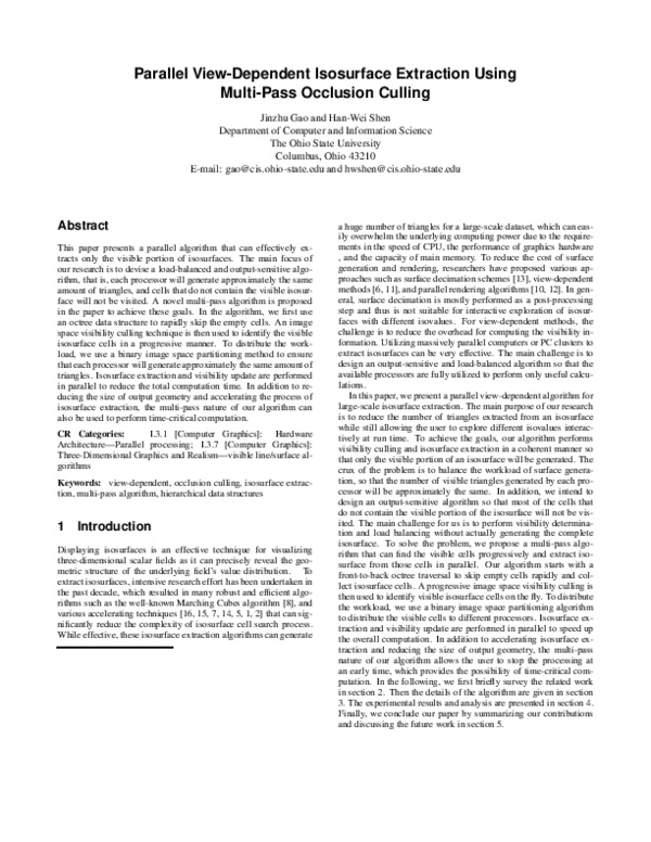 Pdf Parallel View Dependent Isosurface Extraction Using Multi Pass Occlusion Culling
