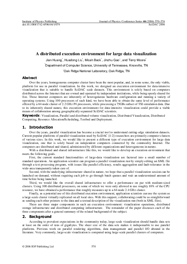(PDF) A distributed execution environment for large data visualization