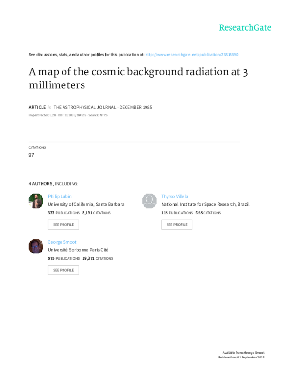 (PDF) A map of the cosmic background radiation at 3 millimeters
