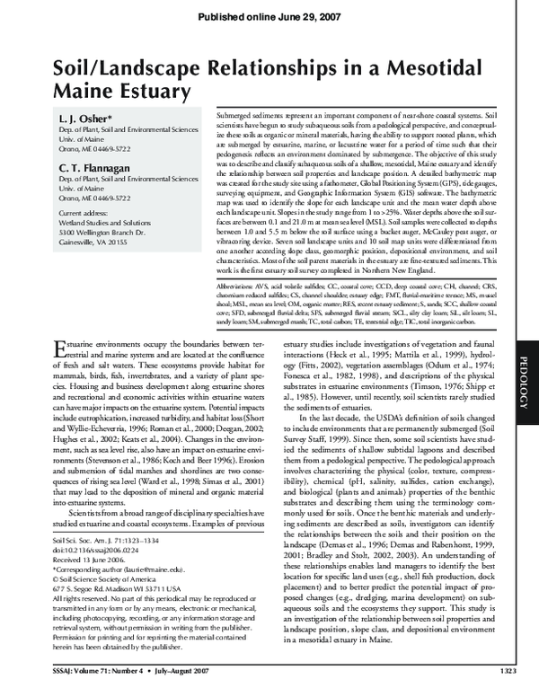 (PDF) Soil/Landscape Relationships in a Mesotidal