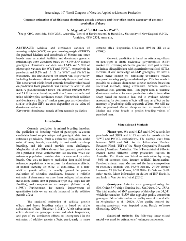 (PDF) Genomic estimation of additive and dominance genetic variance and ...