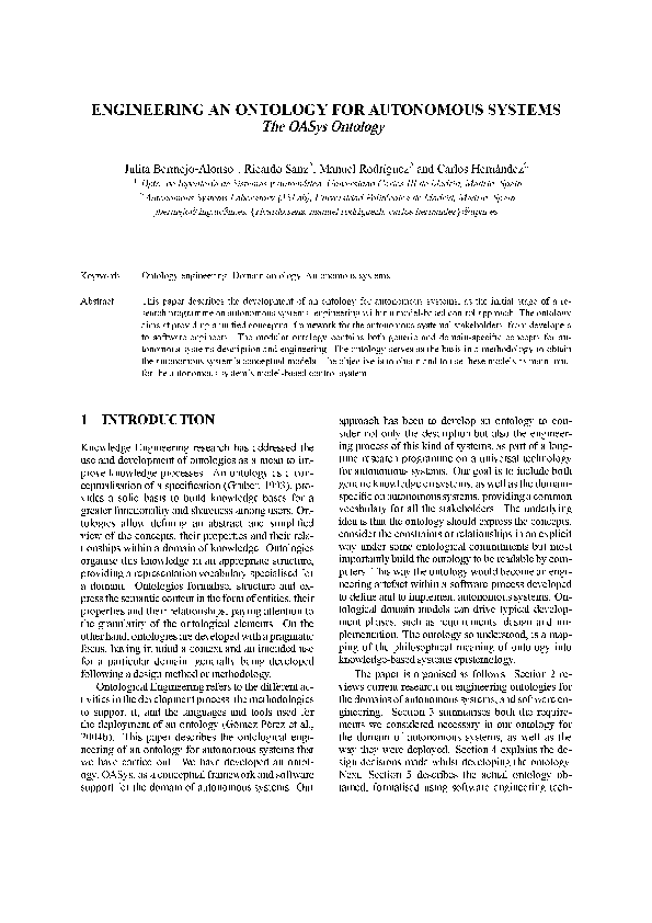 (PDF) ENGINEERING AN ONTOLOGY FOR AUTONOMOUS SYSTEMS - The OASys Ontology