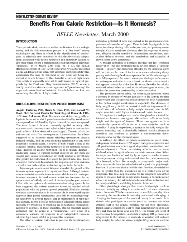 (PDF) Benefits from caloric restriction—is it hormesis? BELLE ...