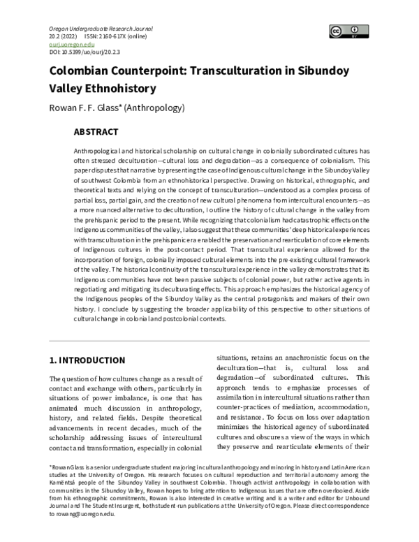 (PDF) Colombian Counterpoint: Transculturation in Sibundoy Valley ...