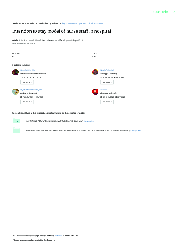 (PDF) Intention to stay model of nurse staff in hospital