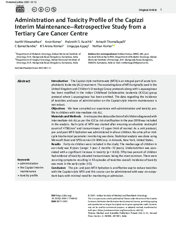 (PDF) Administration and Toxicity Profile of the Capizzi Interim ...