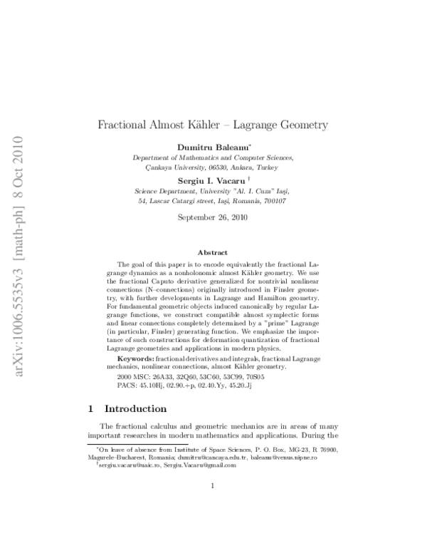 (PDF) Fractional Almost K\"{a}hler -- Lagrange Geometry