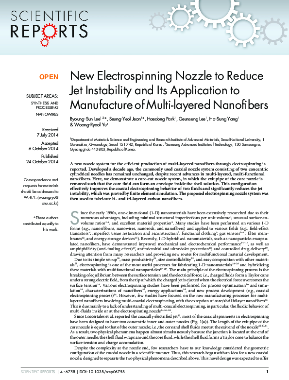 (PDF) New electrospinning nozzle to reduce jet instability and its ...
