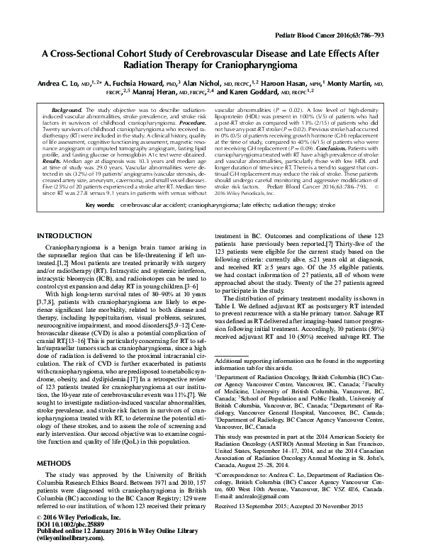 (PDF) A Cross-Sectional Cohort Study of Cerebrovascular Disease and ...