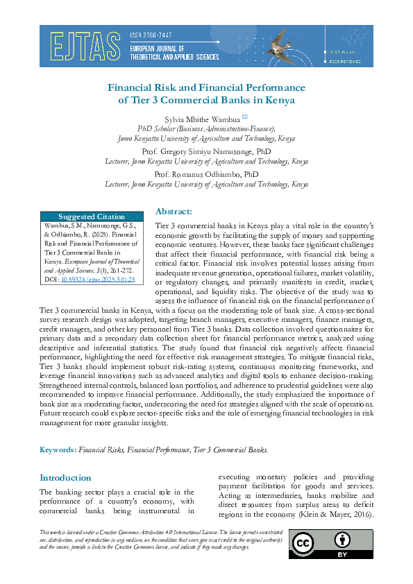 (PDF) Financial Risk and Financial Performance of Tier 3 Commercial ...