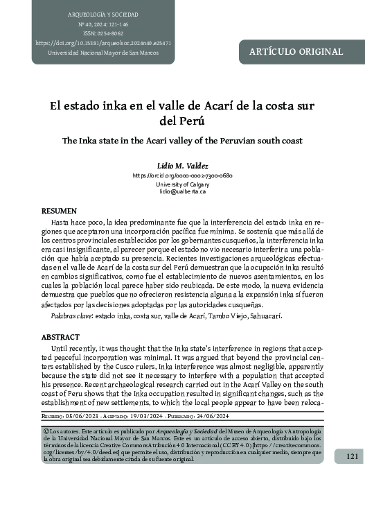 (PDF) El estado inka en el valle de Acarí de la costa sur del Perú The ...