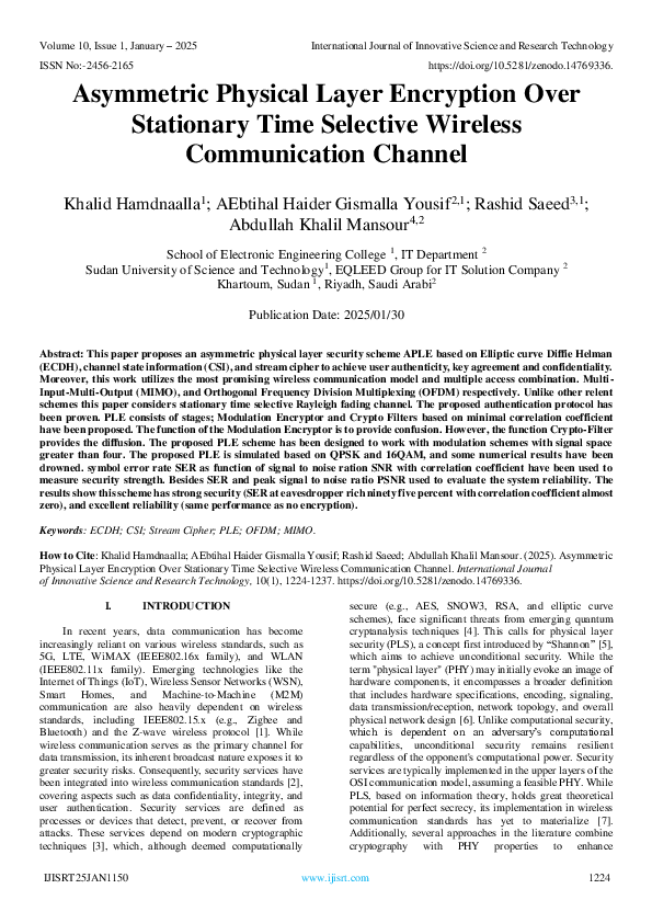 (PDF) Asymmetric Physical Layer Encryption Over Stationary Time Selective Wireless Communication ...