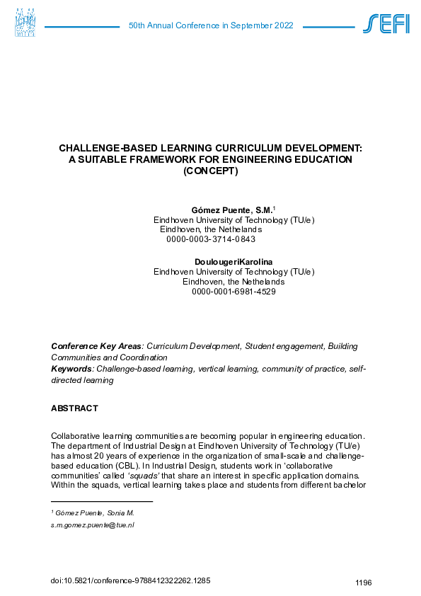(PDF) Challenge-based learning curriculum development: a suitable framework for engineering ...