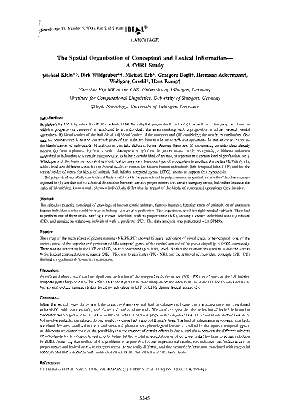 (PDF) The spatial organisation of conceptual and lexical information—A fMRI study