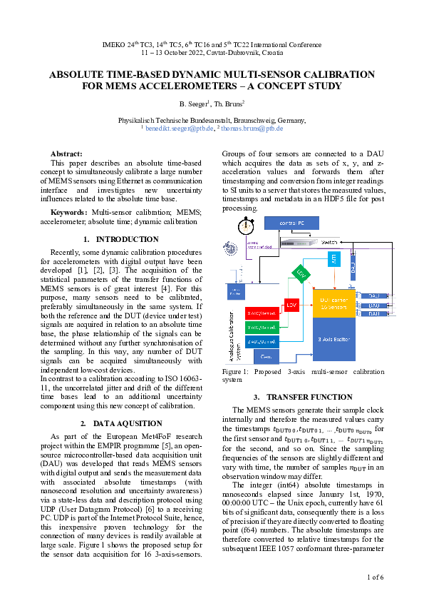 (PDF) Absolute Time-Based Dynamic Multi-Sensor Calibration for Mems Accelerometers – a Concept Study