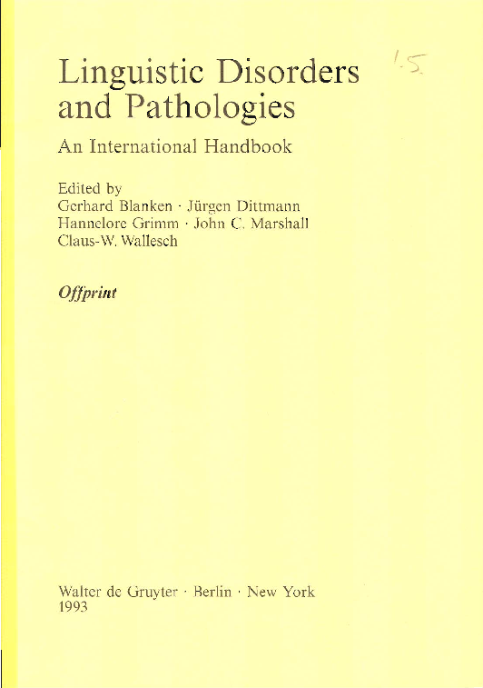 (PDF) Aphasia and Models of Language Production and Perception
