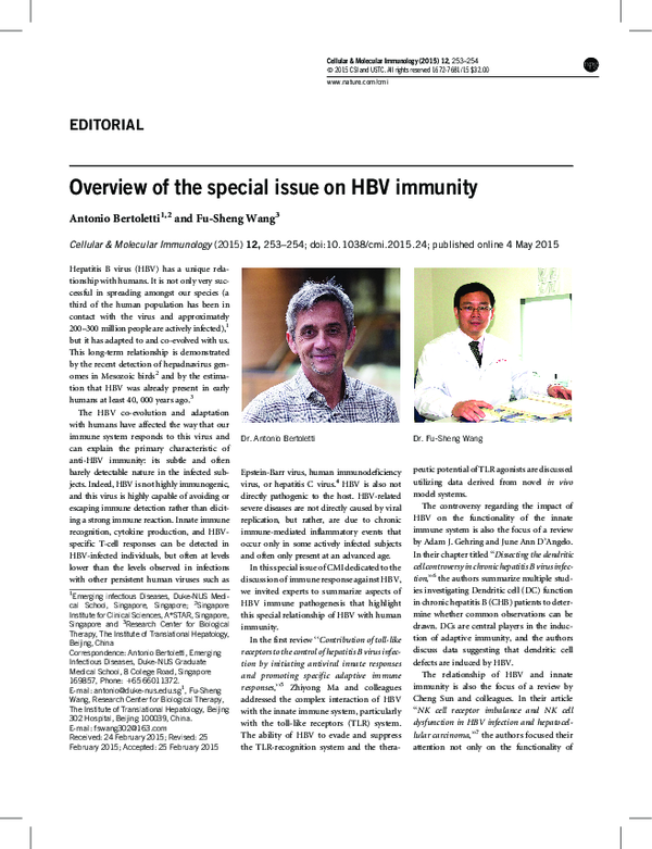 (PDF) Overview of the special issue on HBV immunity