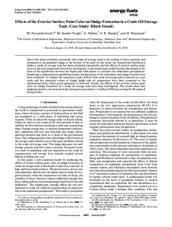(PDF) Effects of the Exterior Surface Paint Color on Sludge Formation ...