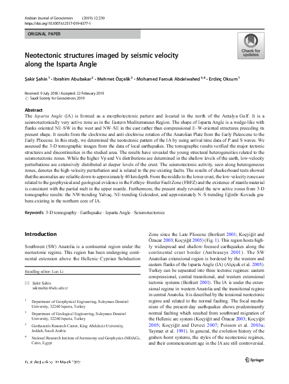 (PDF) Neotectonic structures imaged by seismic velocity along the ...
