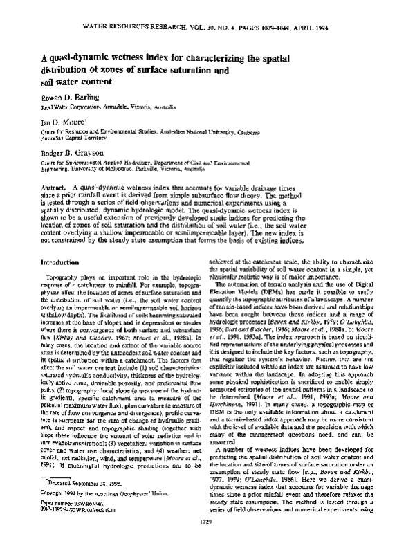 (PDF) A quasi‐dynamic wetness index for characterizing the spatial ...