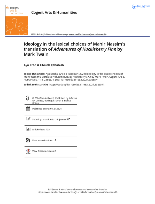 (PDF) Ideology in the lexical choices of Mahir Nassim's translation of ...