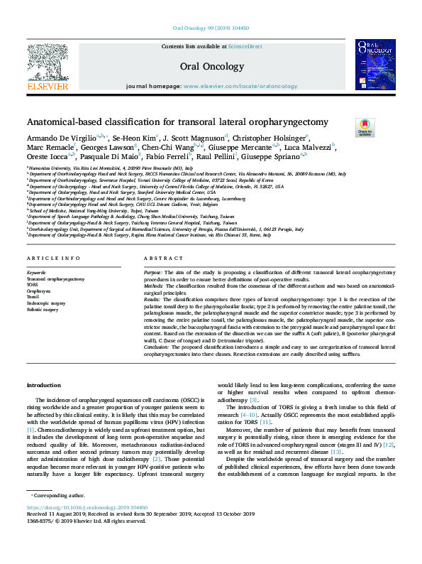 (PDF) Anatomical-based classification for transoral lateral ...